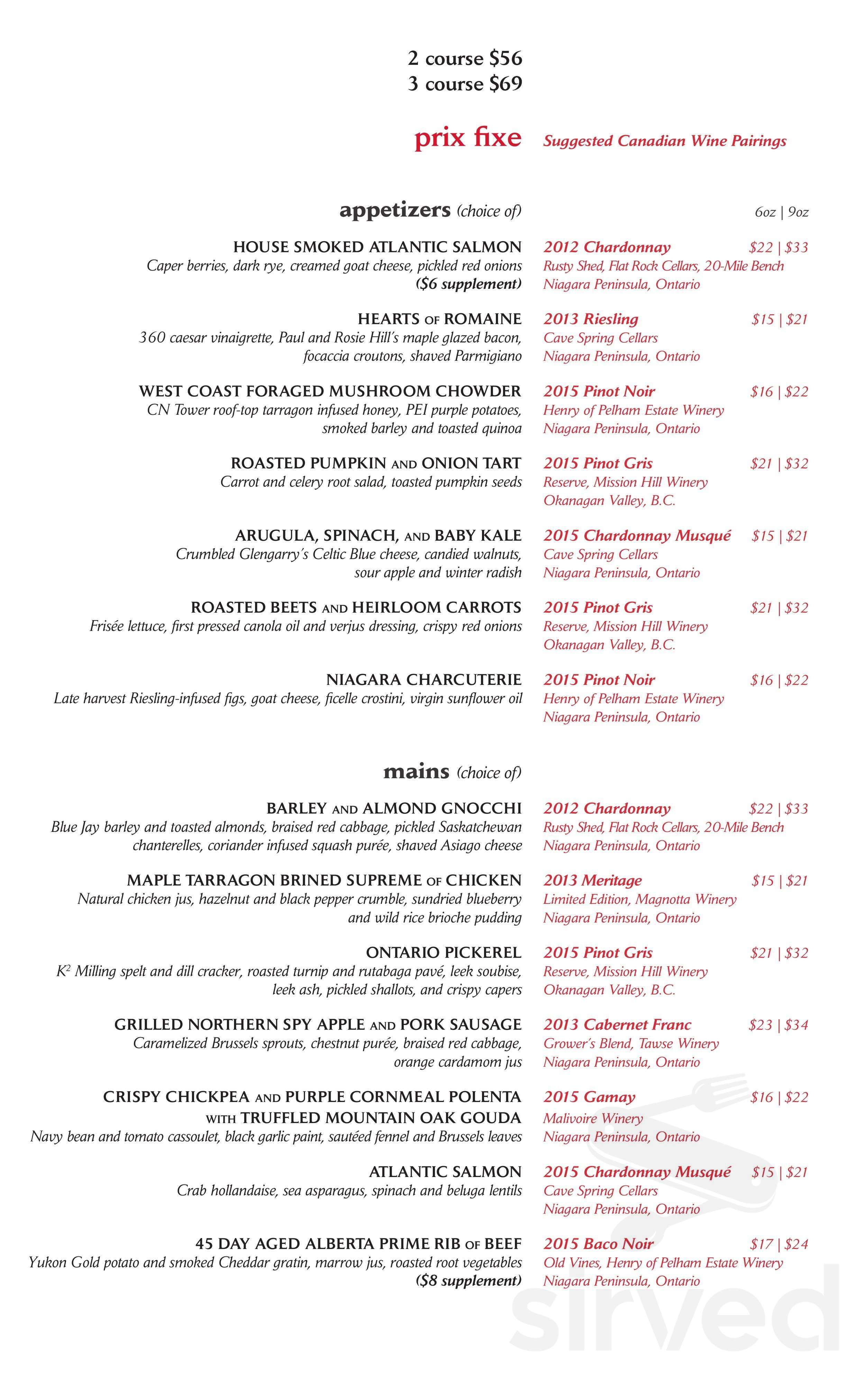 CN Tower Menu - Toronto, Ontario | Sirved