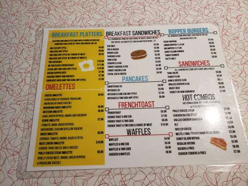 Lost in the 50's Diner menu in Baltimore, Maryland, USA
