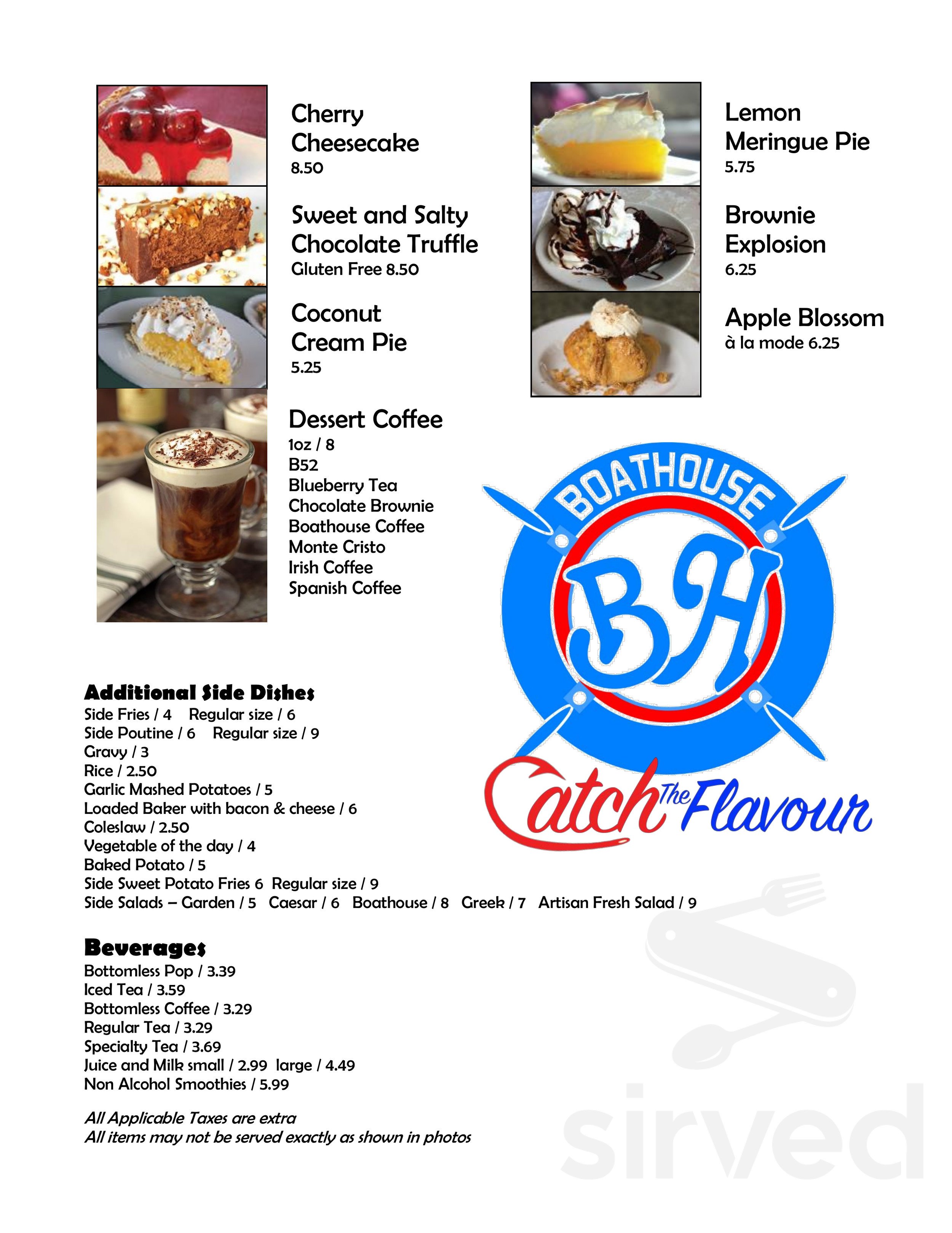 The Boathouse Seafood Restaurant And Waterfront Patio menu in ...