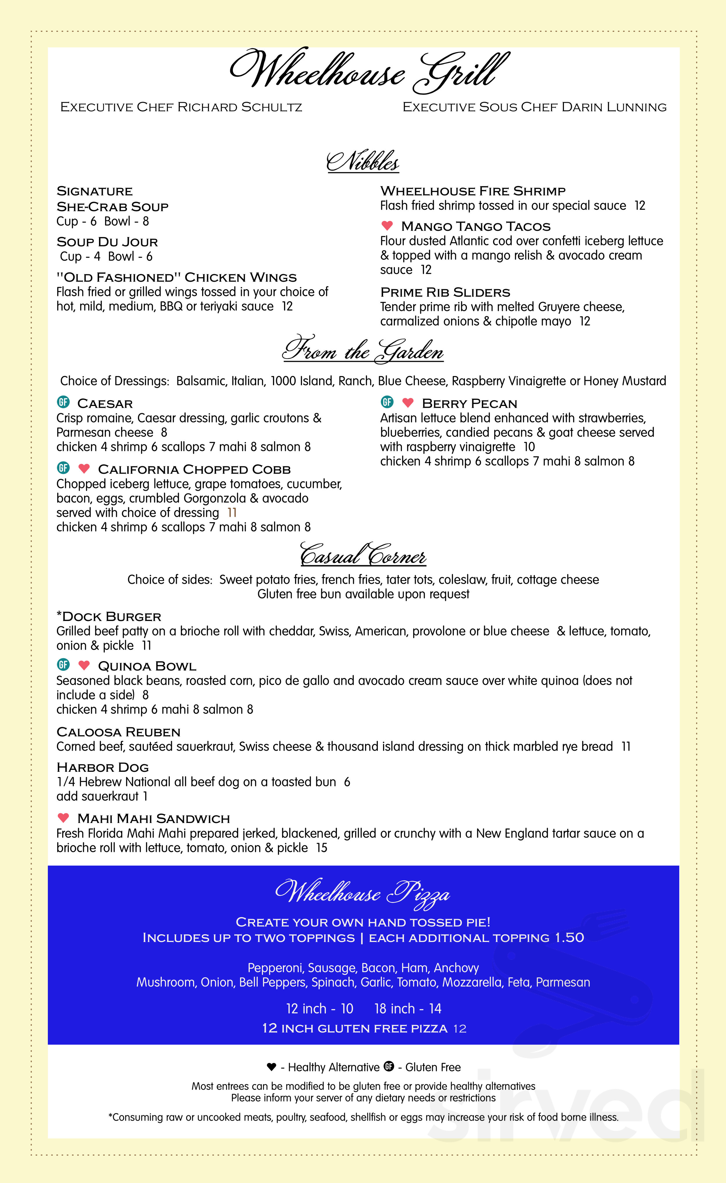 Wheelhouse Grille menu in Fort Myers, Florida, USA