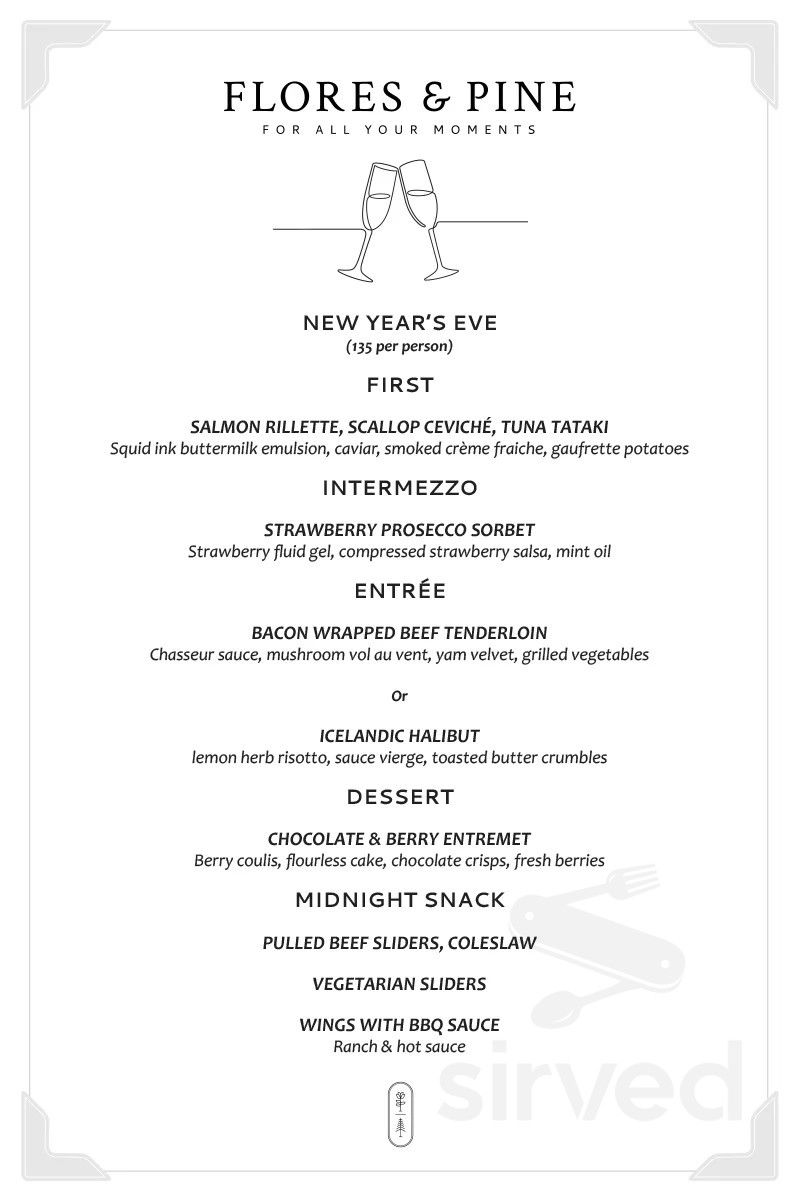 Flores & Pine menu in Calgary, Alberta, Canada
