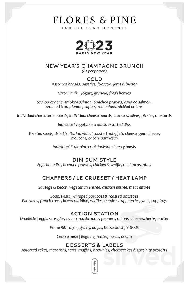 Flores & Pine menu in Calgary, Alberta, Canada
