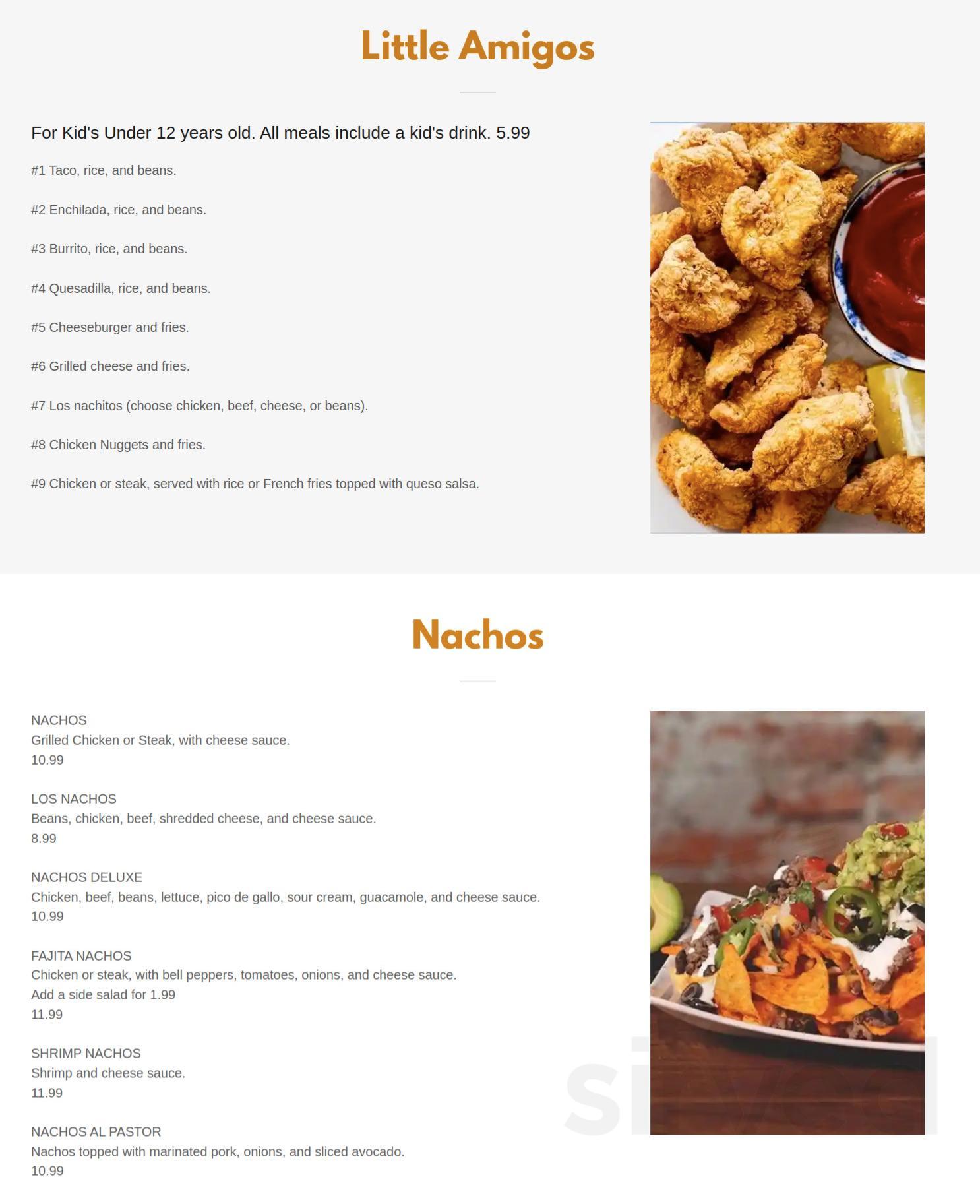Uncle Paco's Mexican Grill menu in Tulsa, Oklahoma, USA