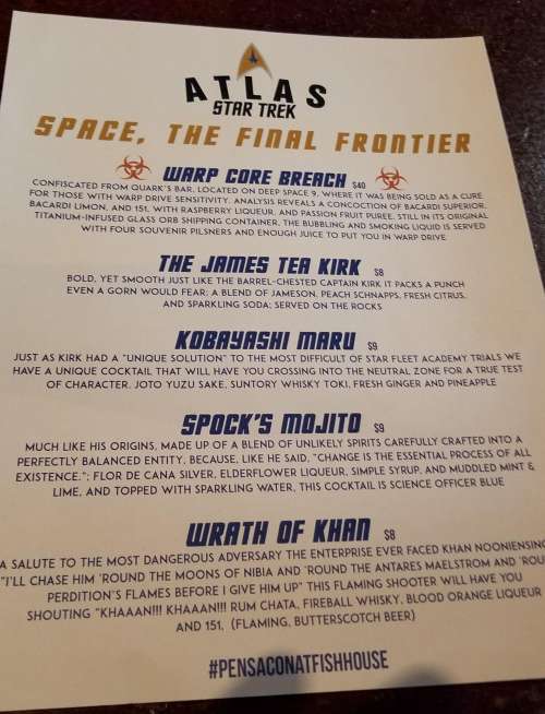 Atlas Oyster House menu in Pensacola, Florida, USA