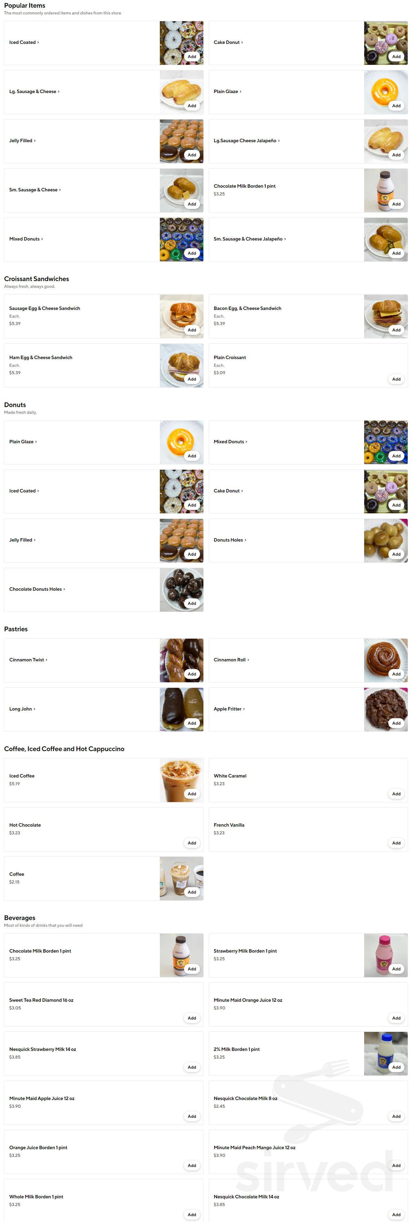 Menu - New Caney TX's Happy Donuts | Sirved