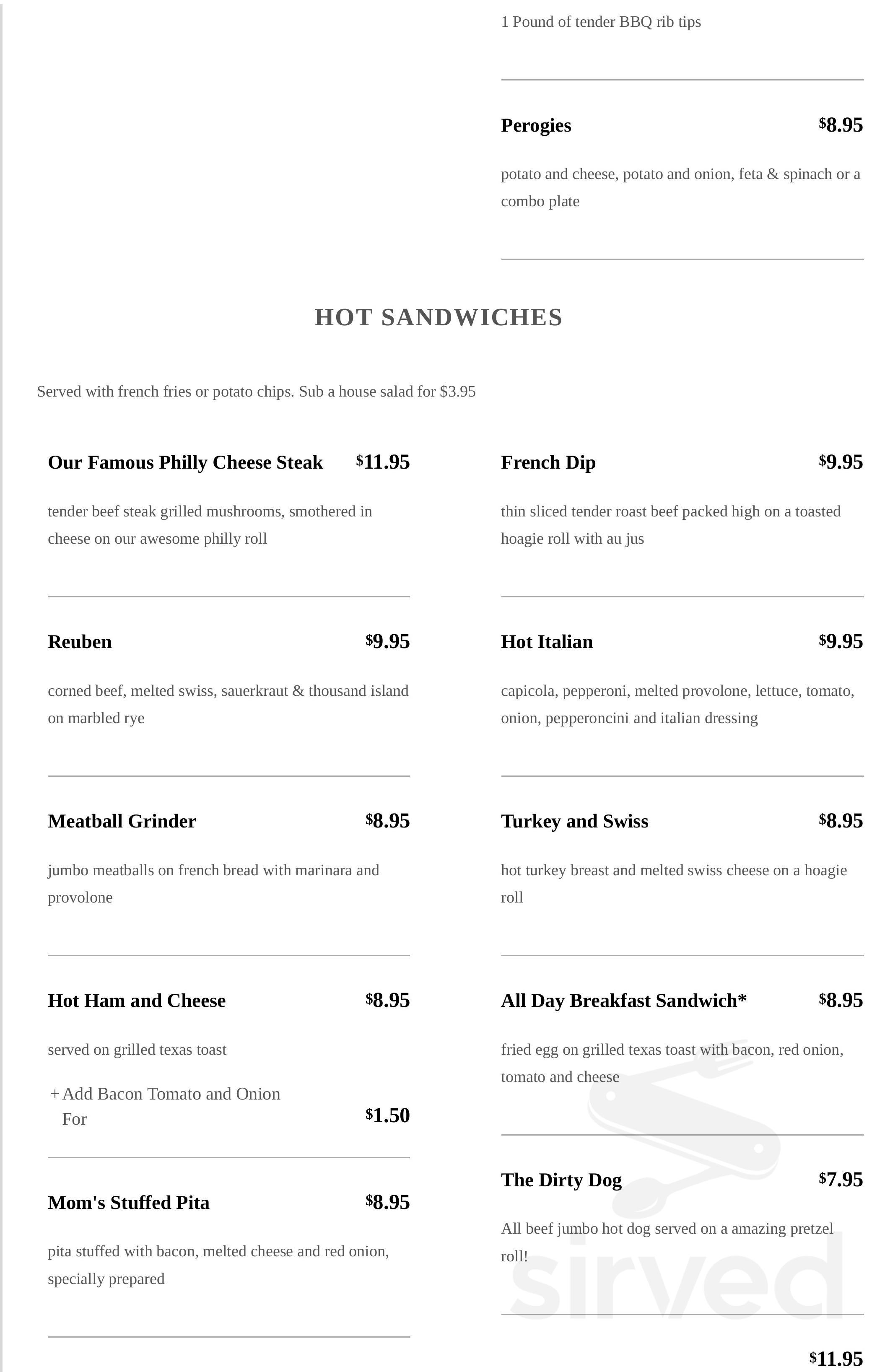 Dirty Dogs Roadhouse menu in Golden, Colorado, USA