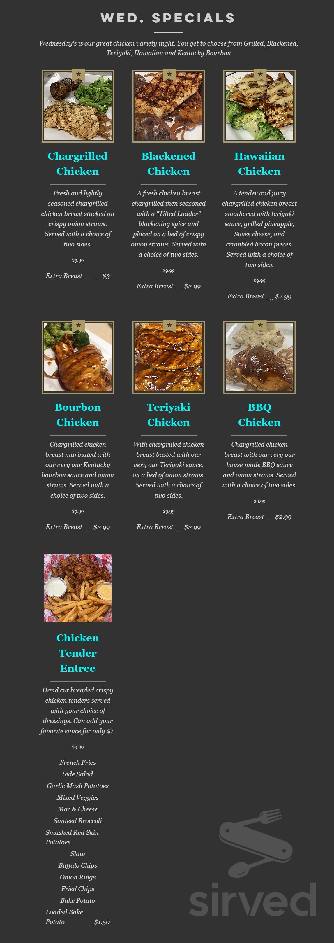 The Tilted Ladder menu in Pilot Mountain, North Carolina, USA