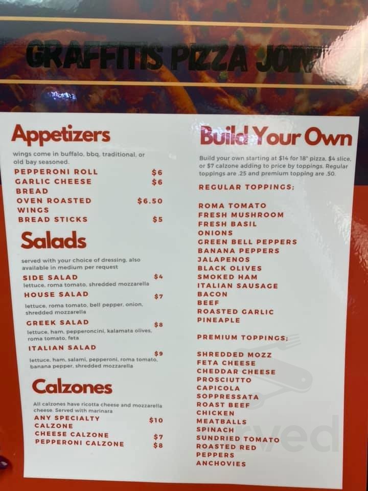 Graffiti's Pizza Joint menus in Eufaula, Alabama, United States