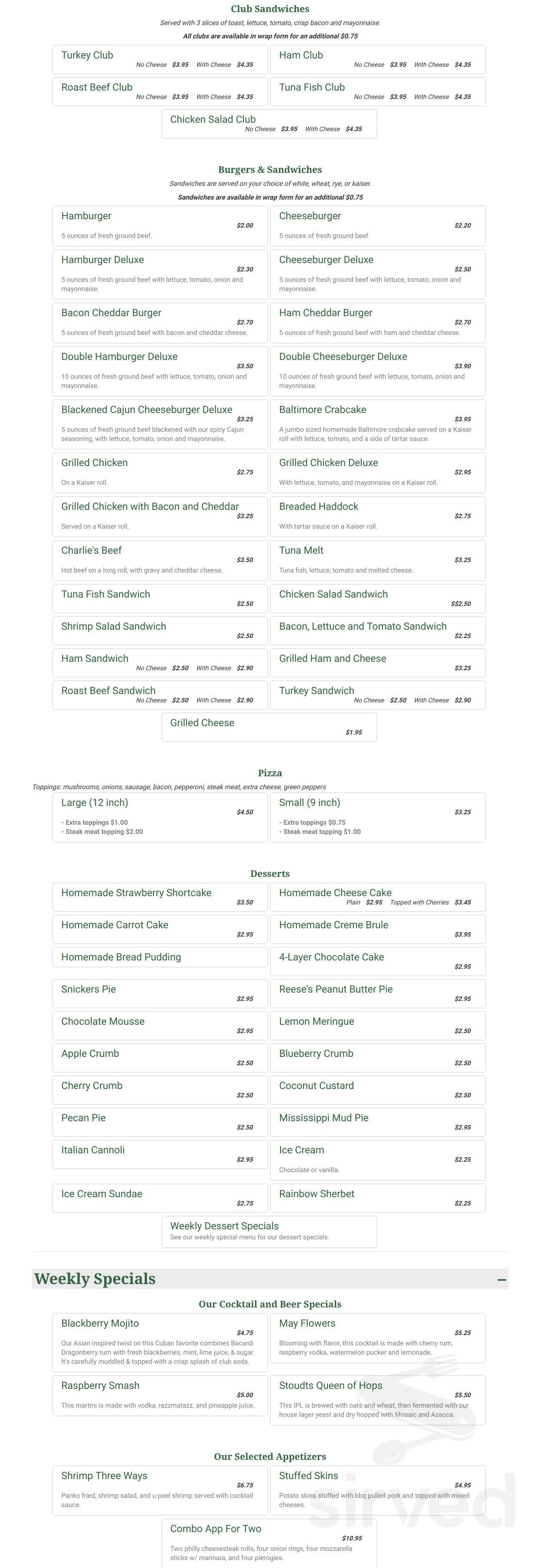 Country Place menu in Perkasie, Pennsylvania, USA