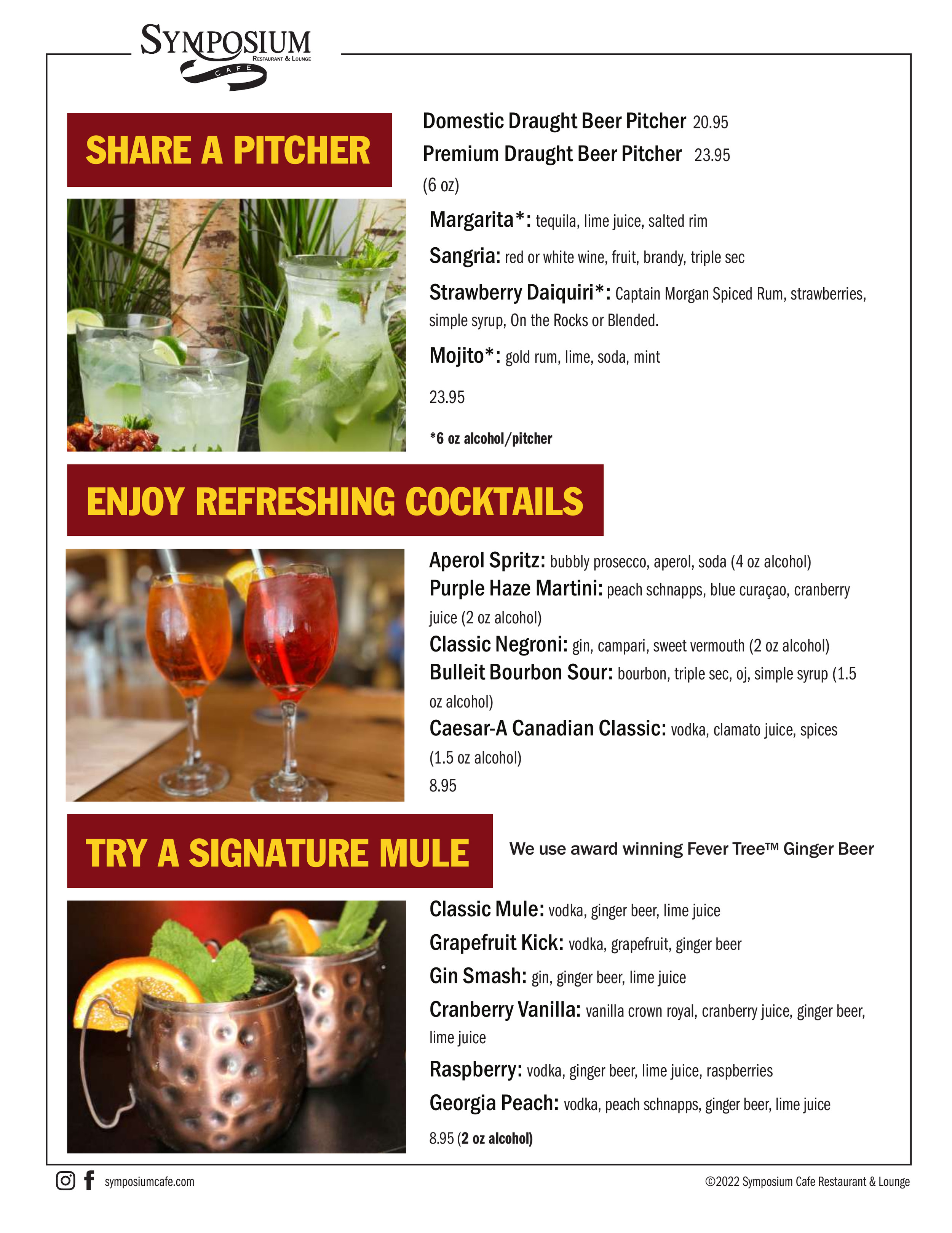 Menu - Alliston ON's Symposium Cafe Restaurant Alliston | Sirved