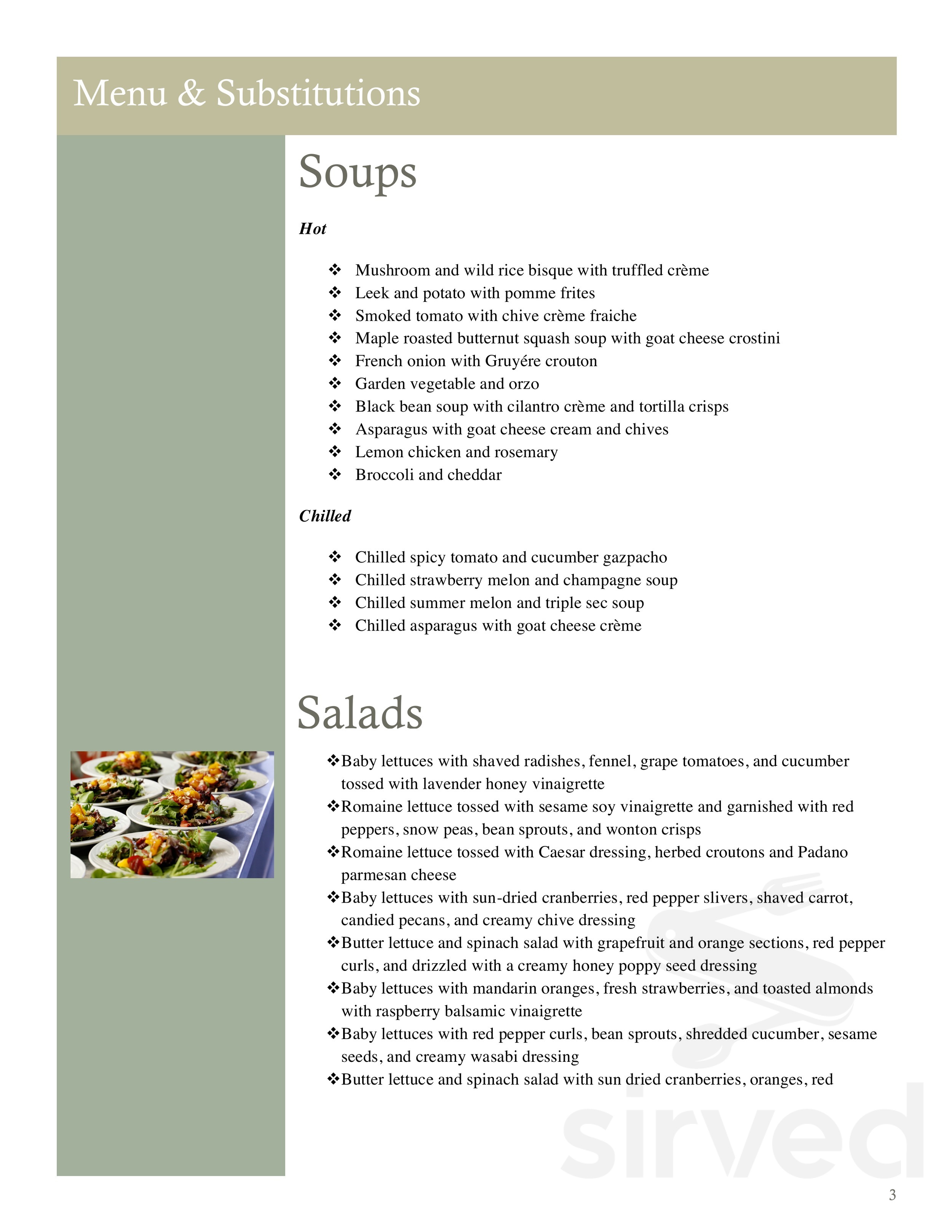 Menu for The Gates On Roblin in Headingley, Manitoba, Canada