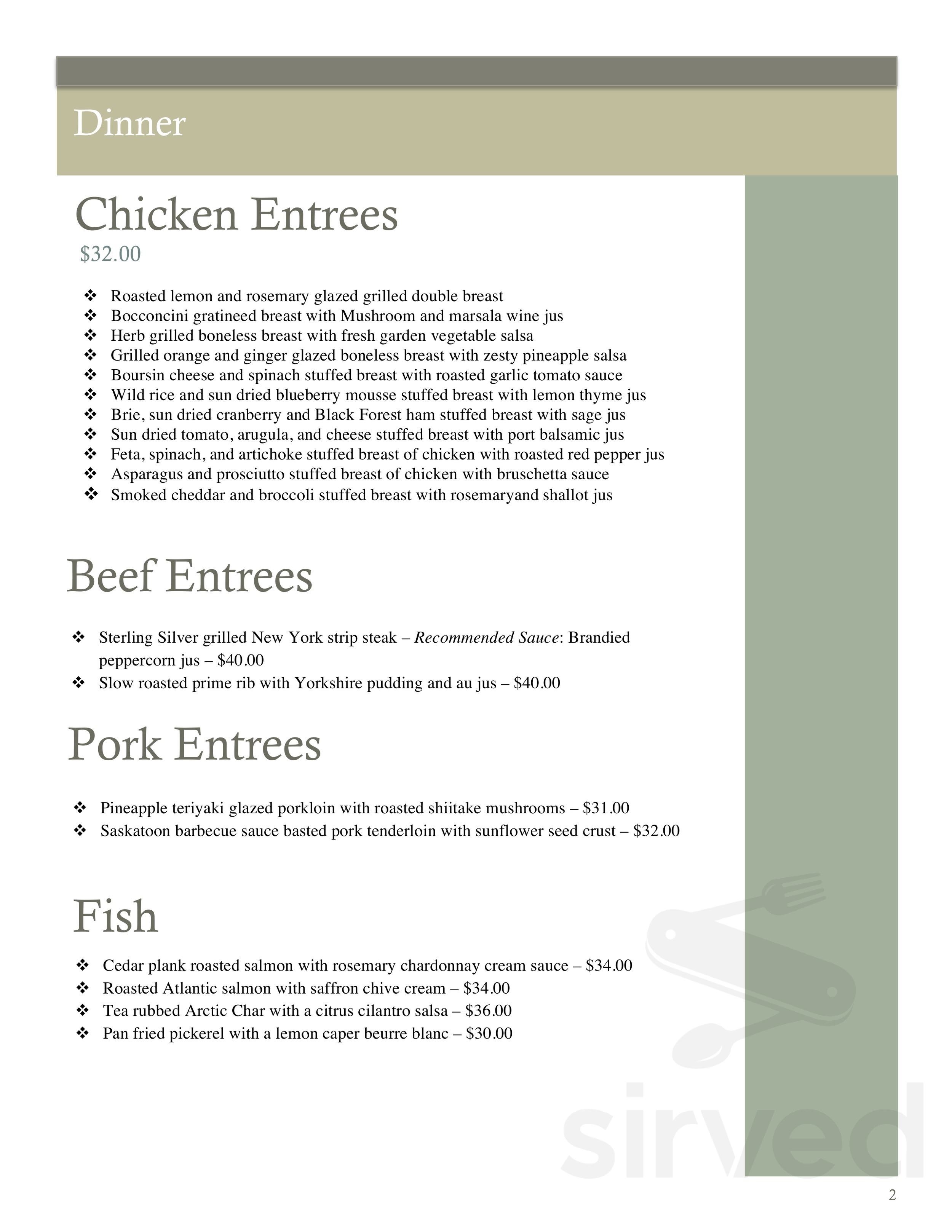 The Gates On Roblin menu in Headingley, Manitoba, Canada