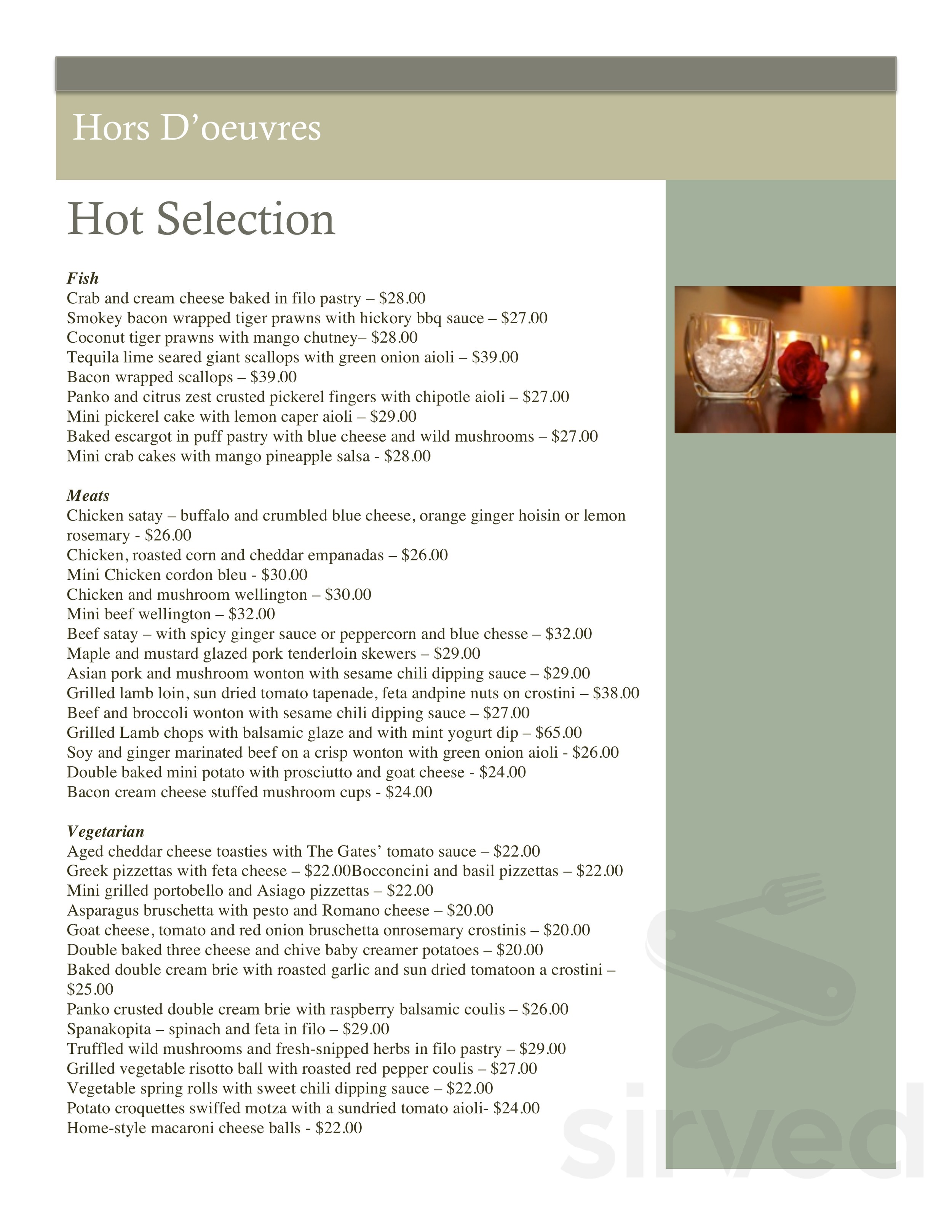 The Gates On Roblin menu in Headingley, Manitoba, Canada