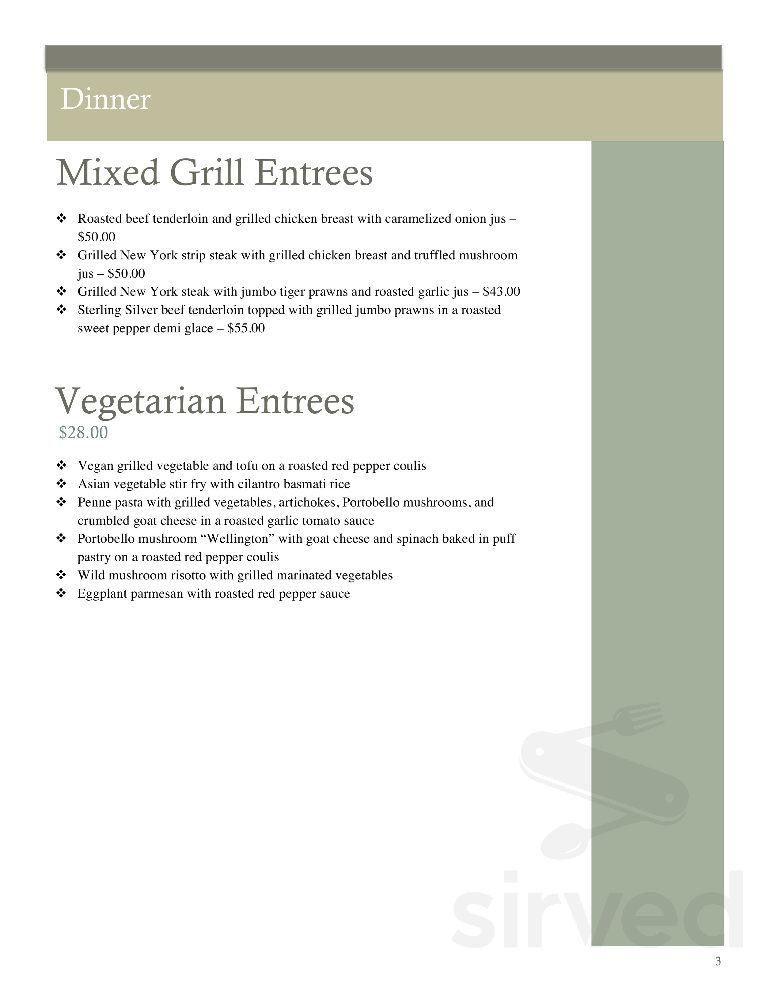 The Gates On Roblin menu in Headingley, Manitoba, Canada