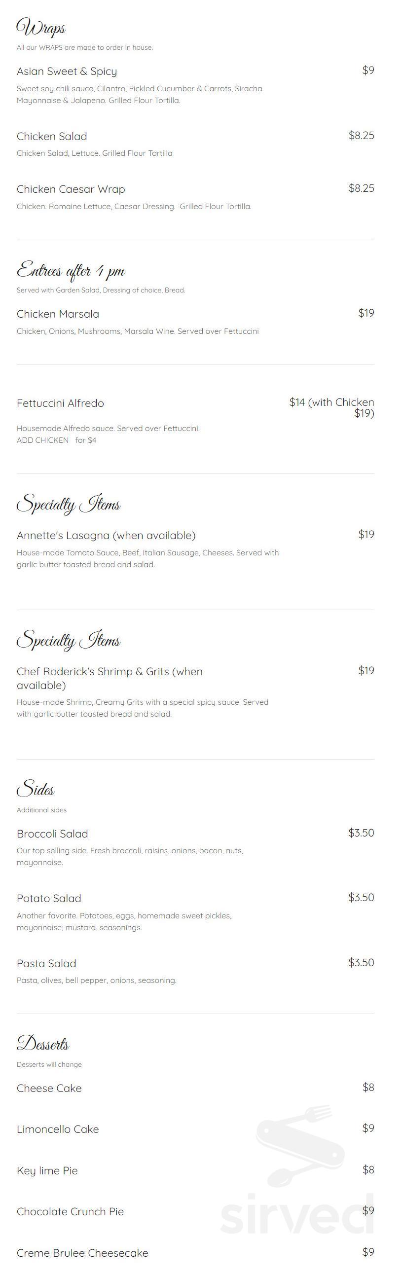 Happenings on Elm menu in Lumberton, North Carolina, USA