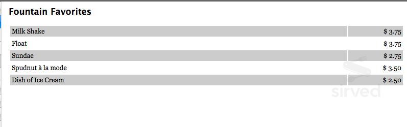 Spudnut Shop menu in Richland, Washington, USA