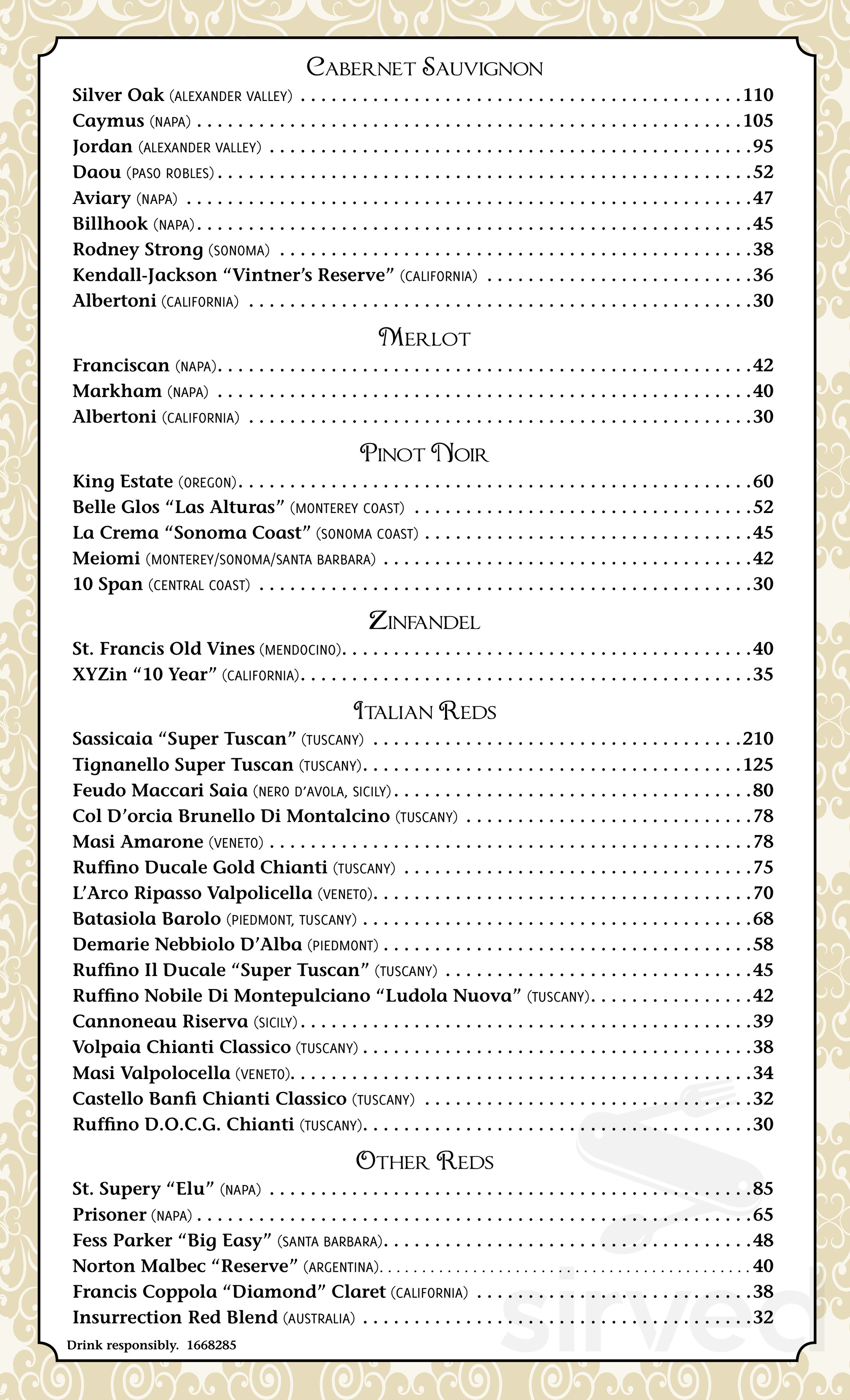 Vincent's menus in Metairie, Louisiana, United States