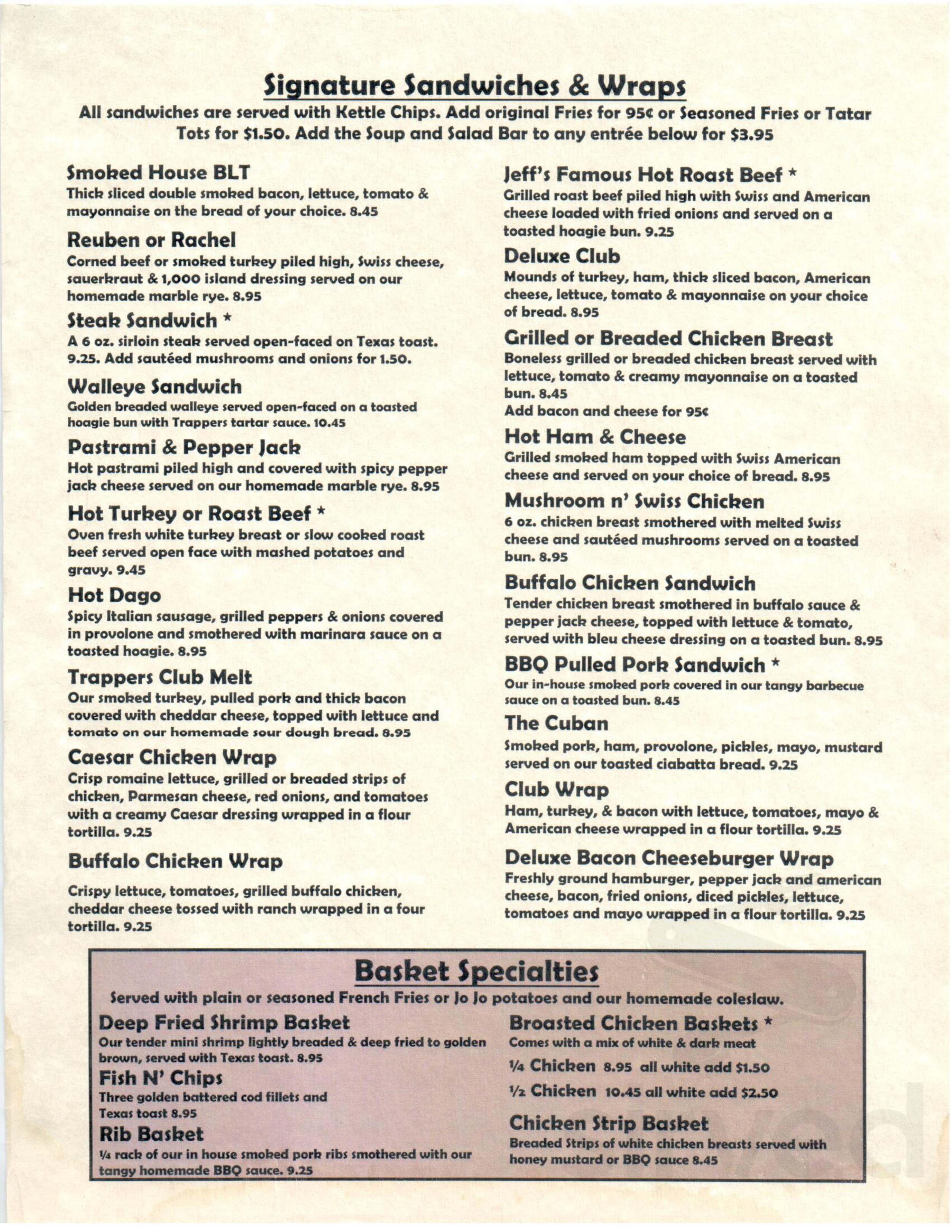 Trappers Bar and Grill menus in Lino Lakes, Minnesota, United States