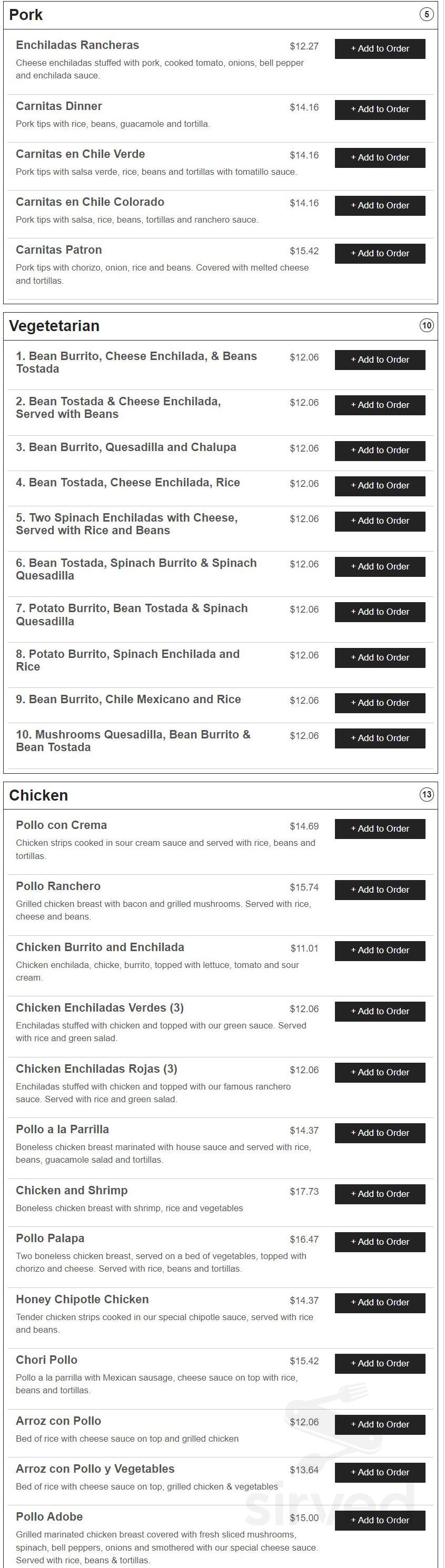 El Paso Mexican Grill menu in Monaca, Pennsylvania, USA
