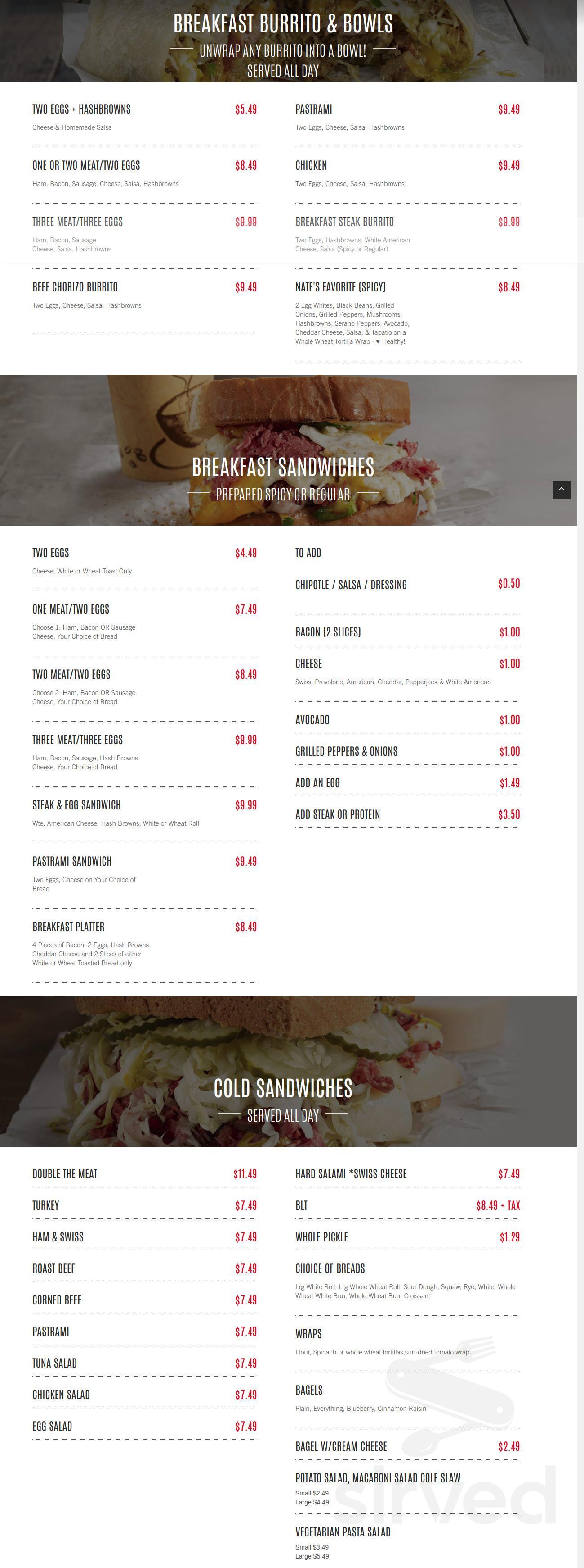 Nate's Korner menu in Santa Ana, California, USA