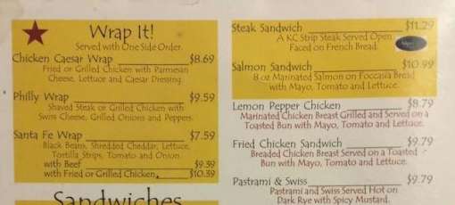 Menu for Undercliff Grill & Bar in Joplin, MO | Sirved