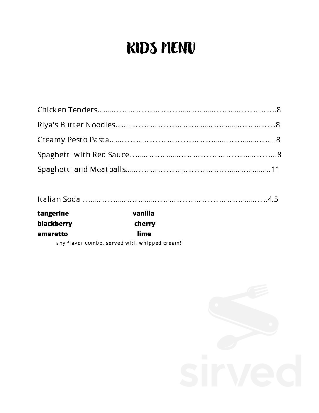 Menu - Windsor CA's Grata Italian Eatery | Sirved