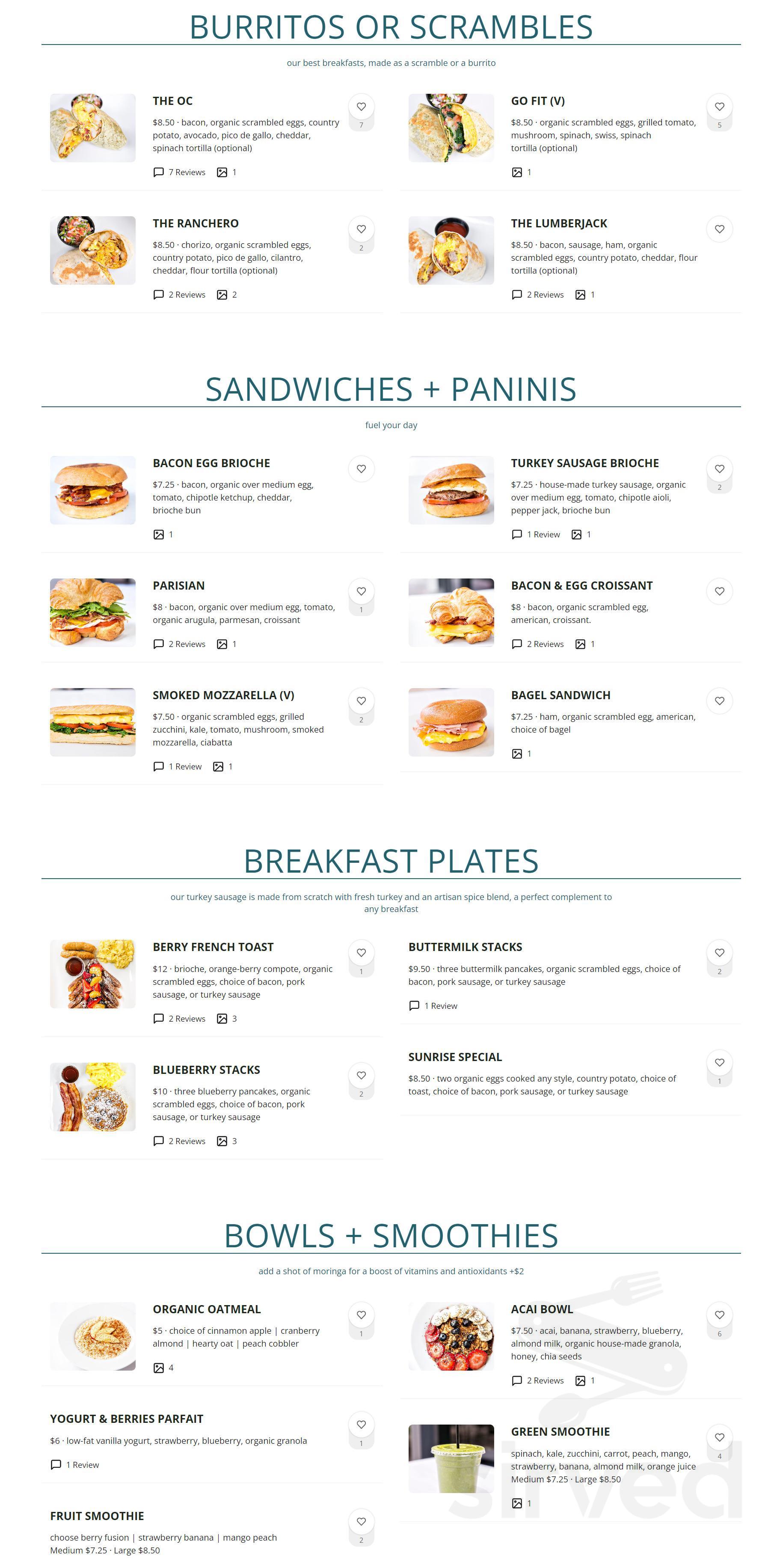 Amarith Cafe + Bakehouse menu in Orange, California, USA