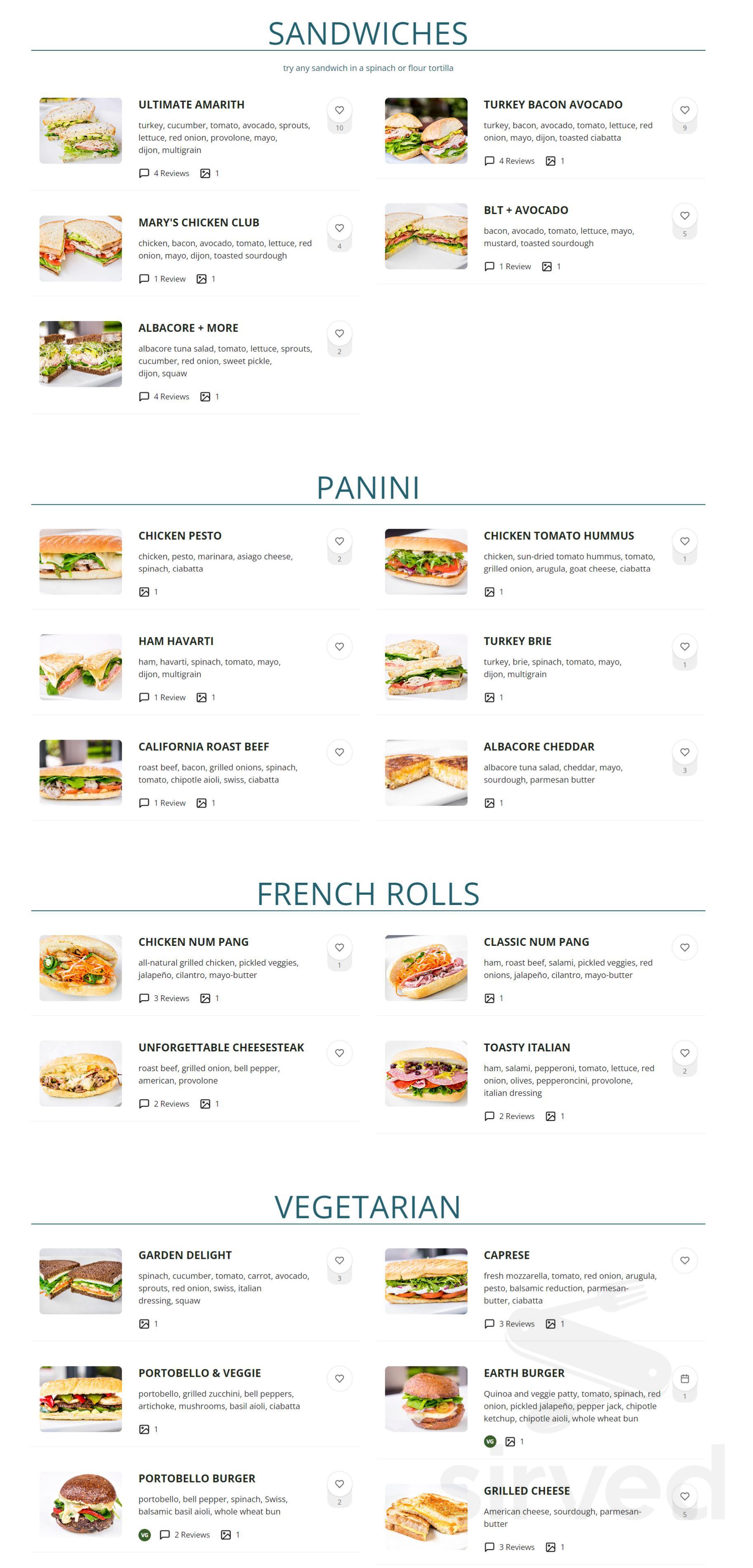 Amarith Cafe + Bakehouse menu in Orange, California, USA