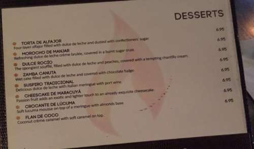 Pollos & Jarras menu in Miami Beach, Florida, USA