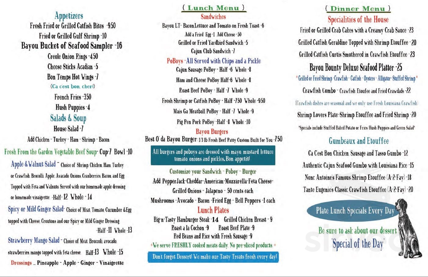 Menu - Washington LA's Old Courtableau Cafe | Sirved