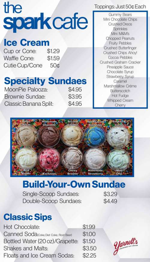 The Spark Café menu in Bentonville, Arkansas, USA