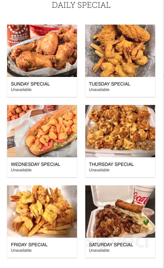 Corner Seafood And Wings menu in Youngsville, Louisiana, USA
