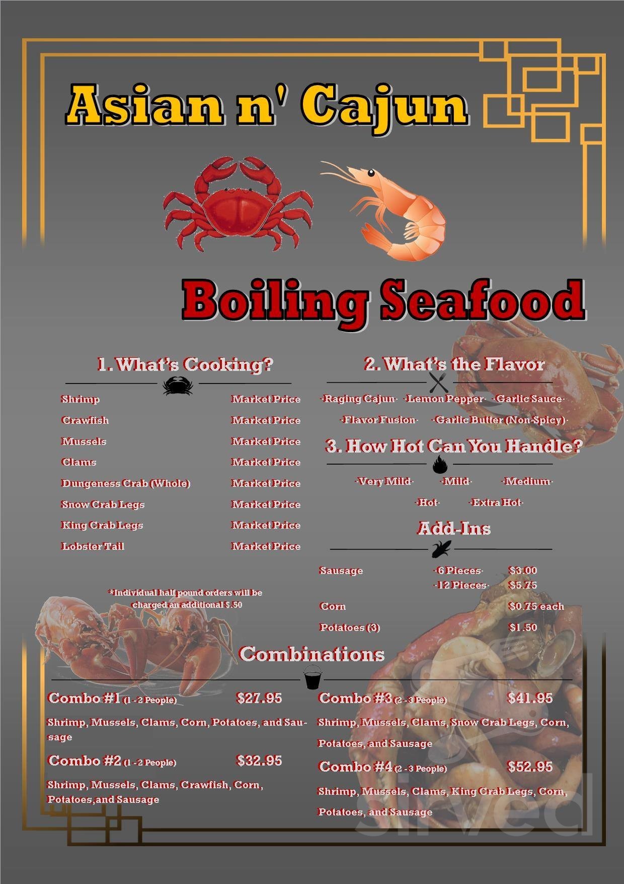 Menu - Sacramento CA's Asian N Cajun | Sirved