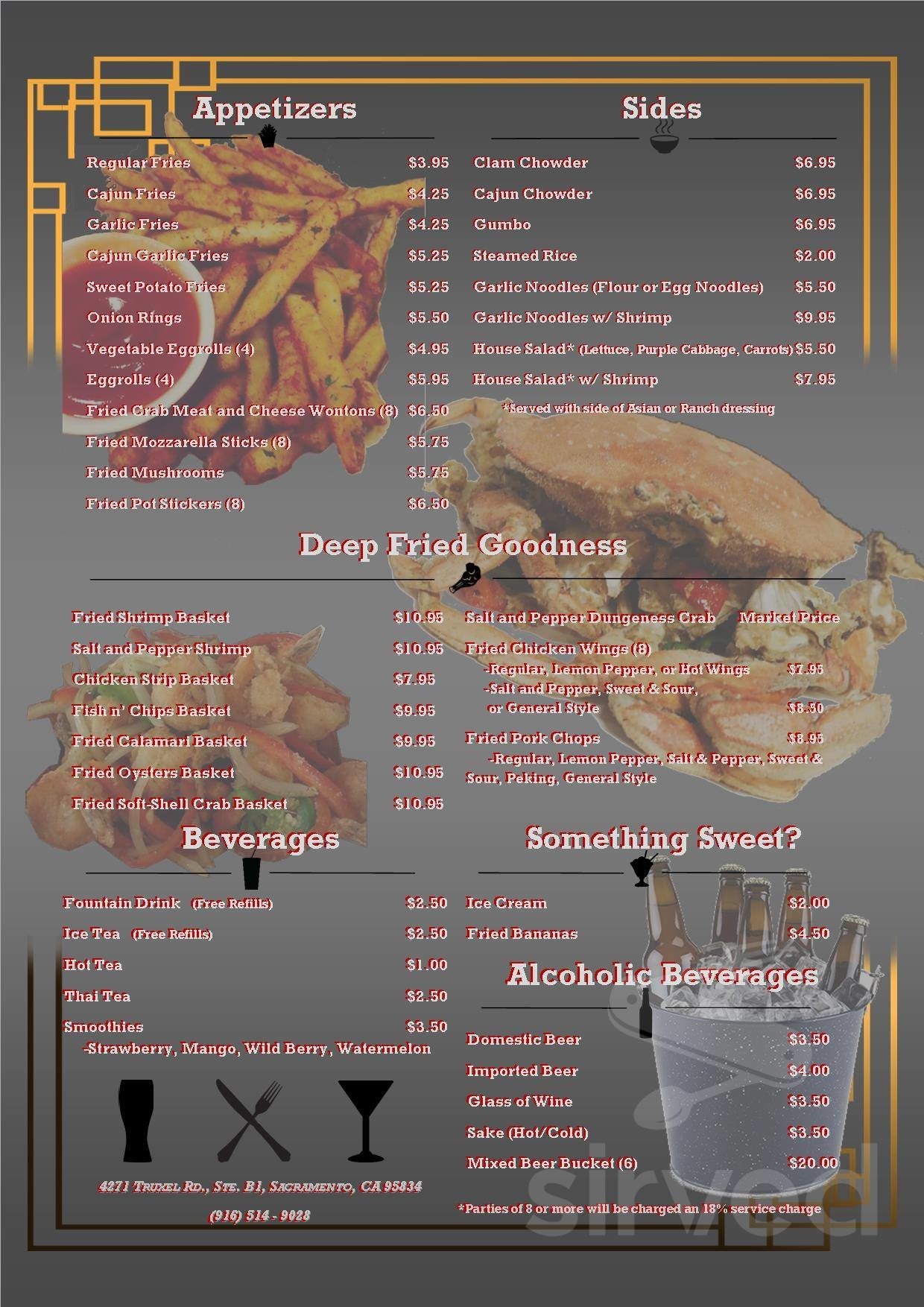 Menu - Sacramento CA's Asian N Cajun | Sirved