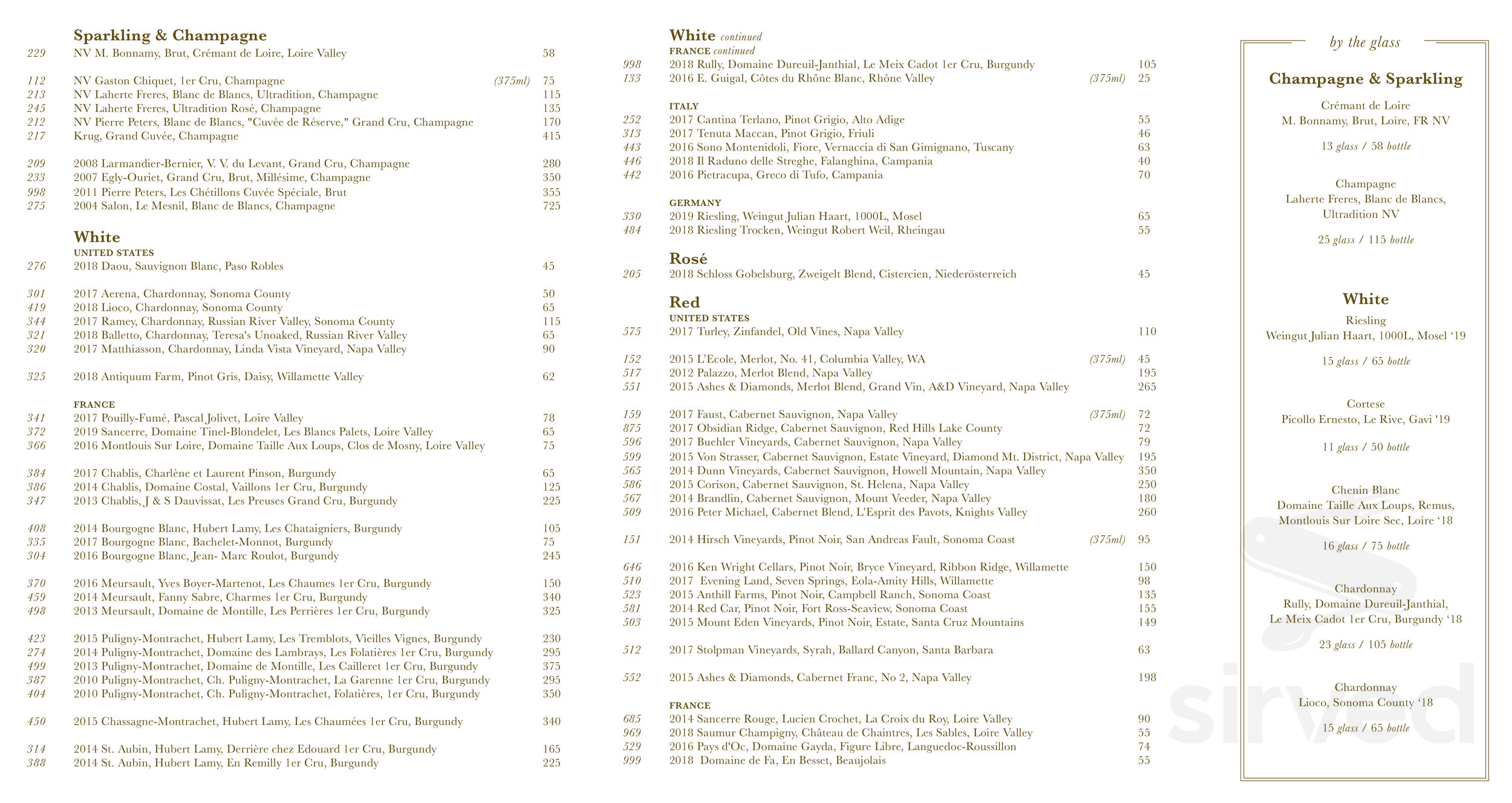 Menu - Cincinnati OH's Boca | Sirved