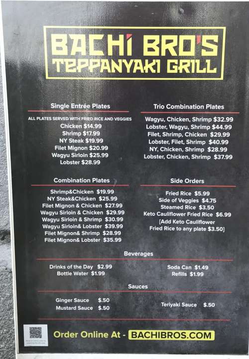 Bachi Bro's menu in Bakersfield, California, USA