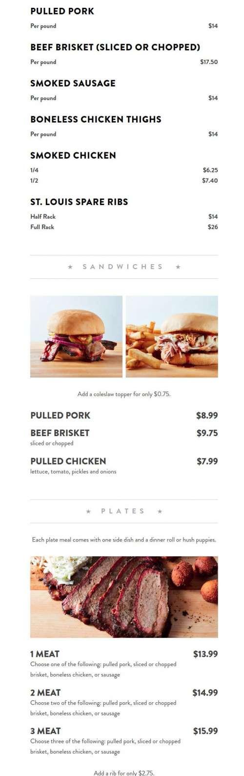 R&R BBQ menu in Lehi, Utah, USA