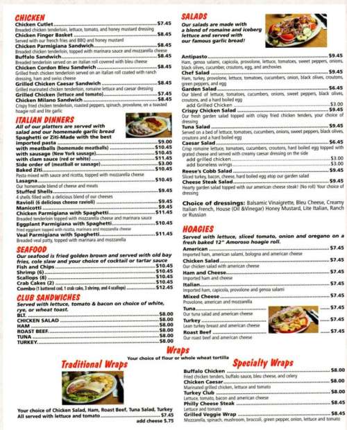 Reese's Tavern menu in Warminster, Pennsylvania, USA