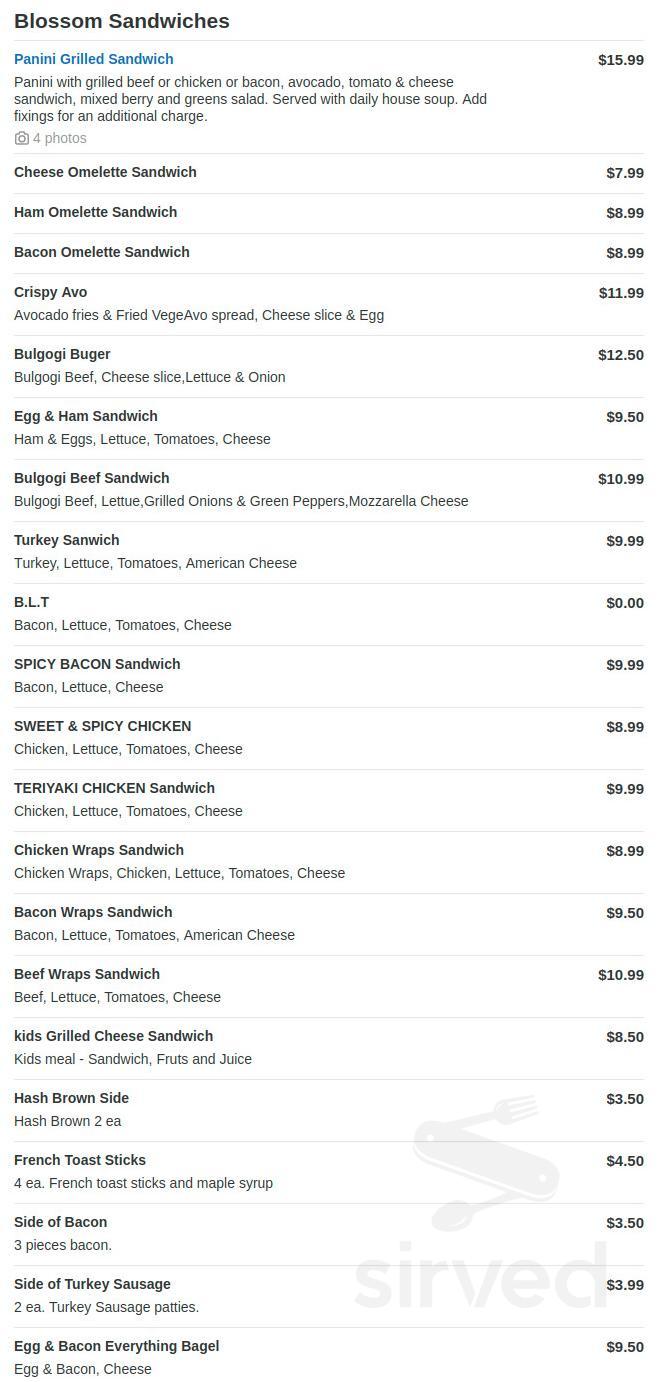 Blossom de Café menus in Poway, California, United States
