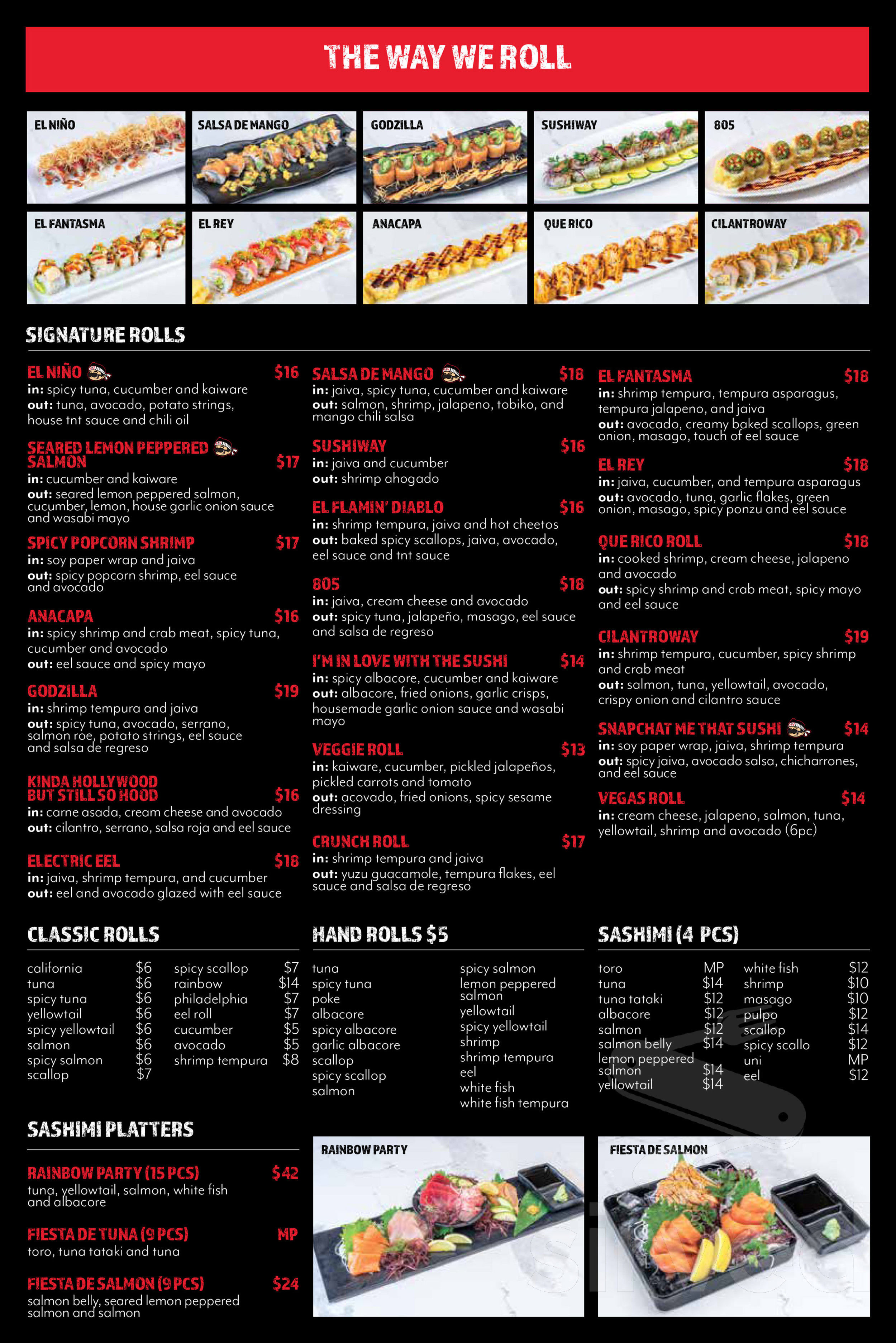 SushiWay menu in Oxnard, California, USA