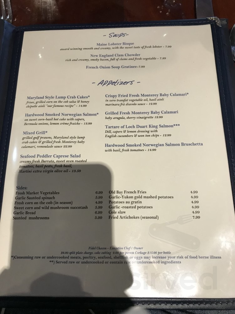 Seafood Peddler Restaurant and Fish Market menu in Sausalito ...