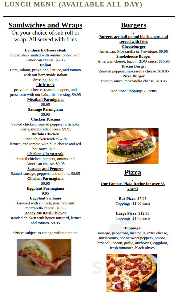 Ron's Landmark menu in Netcong, New Jersey, USA