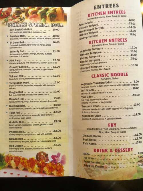Sushi Palace menu in Orange, Connecticut, USA