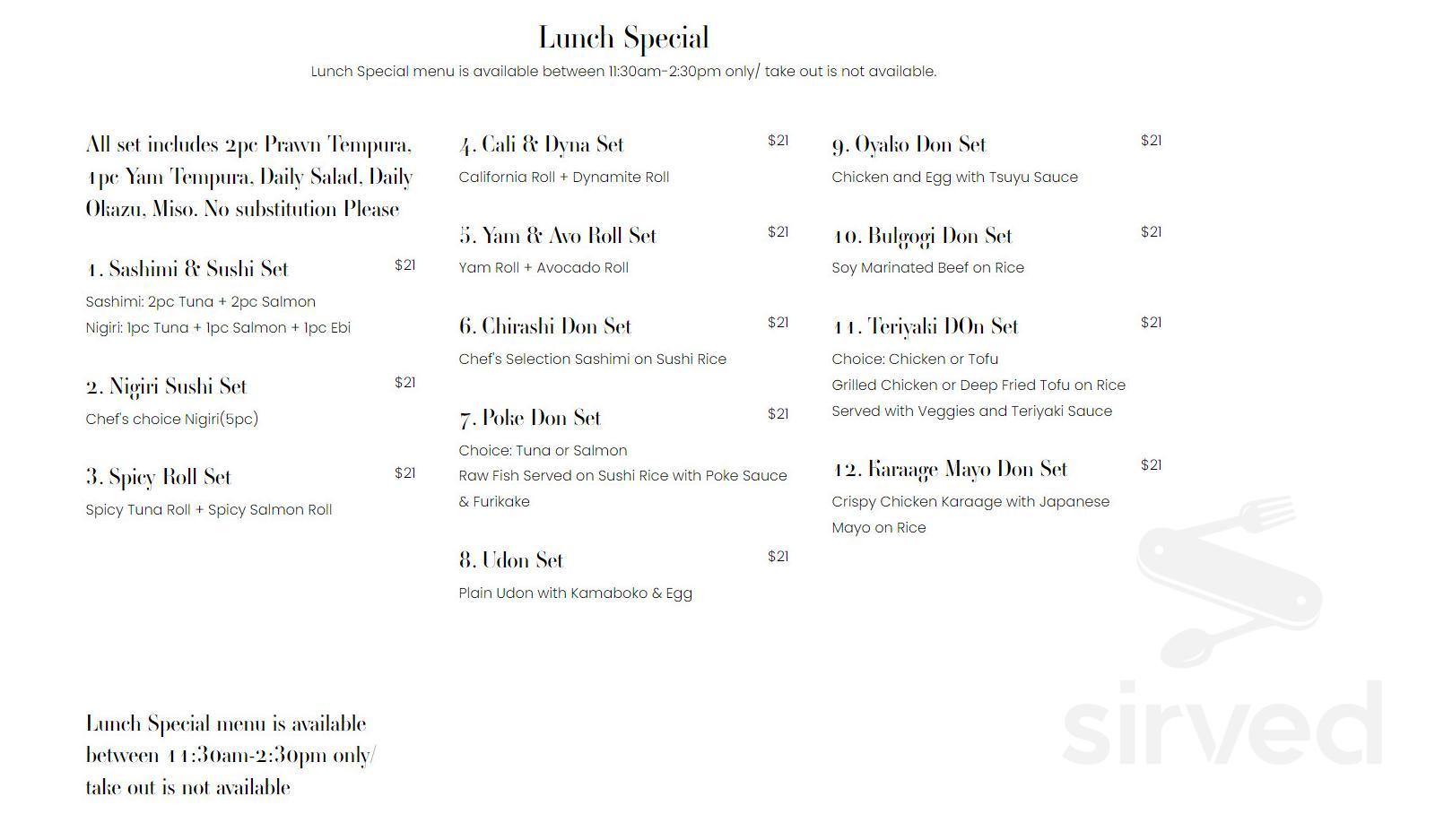 Nubo Kitchen + Bar menu in Victoria, British Columbia, Canada