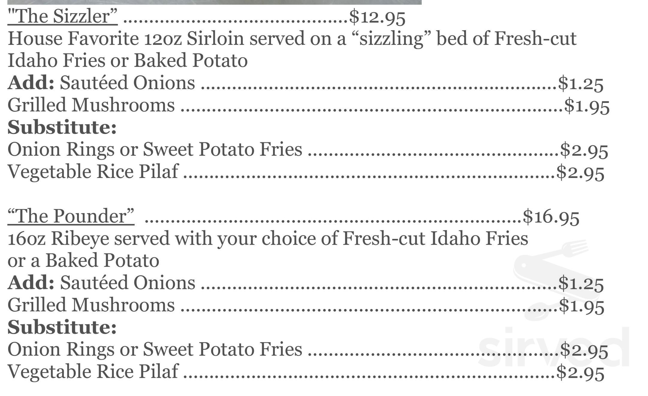 Jiggs McAllister's Music Saloon menu in Butler, New Jersey, USA