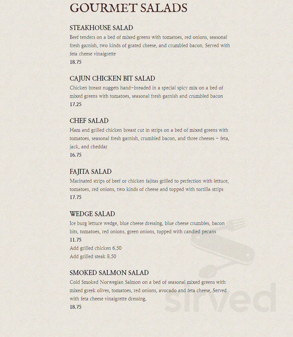 Hitchin' Post Steakhouse menu in Fredericksburg, Texas, USA