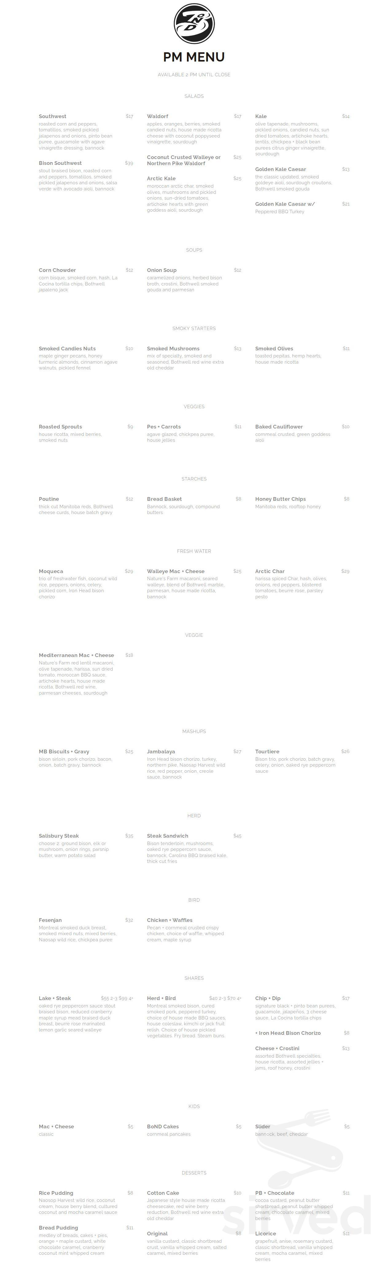 Bistro on Notre Dame menu in Winnipeg, Manitoba, Canada