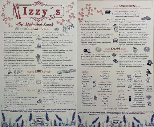 Izzy's 33 menu in Philadelphia, Pennsylvania, USA