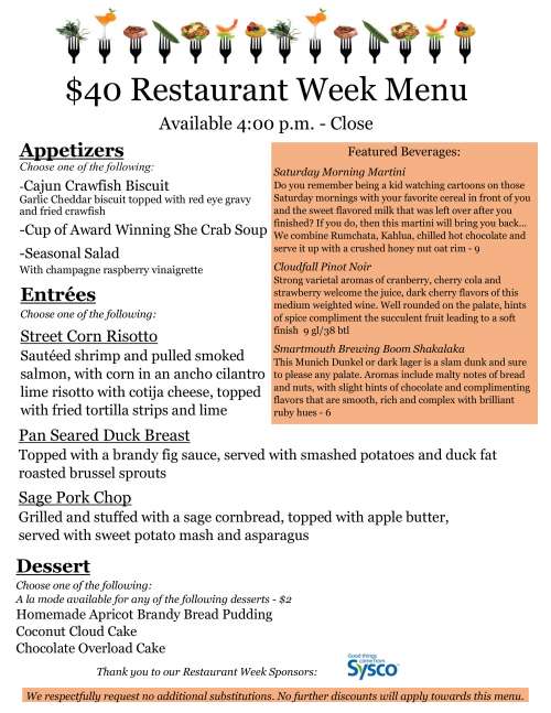 Freemason Abbey Restaurant menu in Norfolk, Virginia, USA