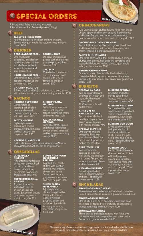 Hacienda Mexican Restaurant menu in Logan, West Virginia, USA
